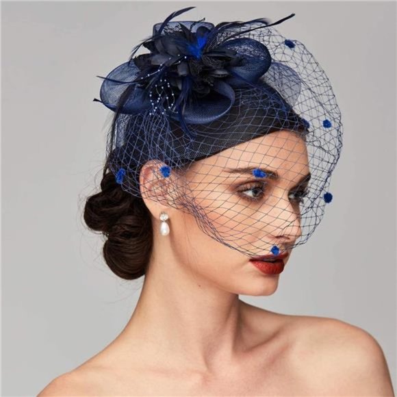 Accessories | Fascinators Headpiece With Feather Floral Flower Dark ...